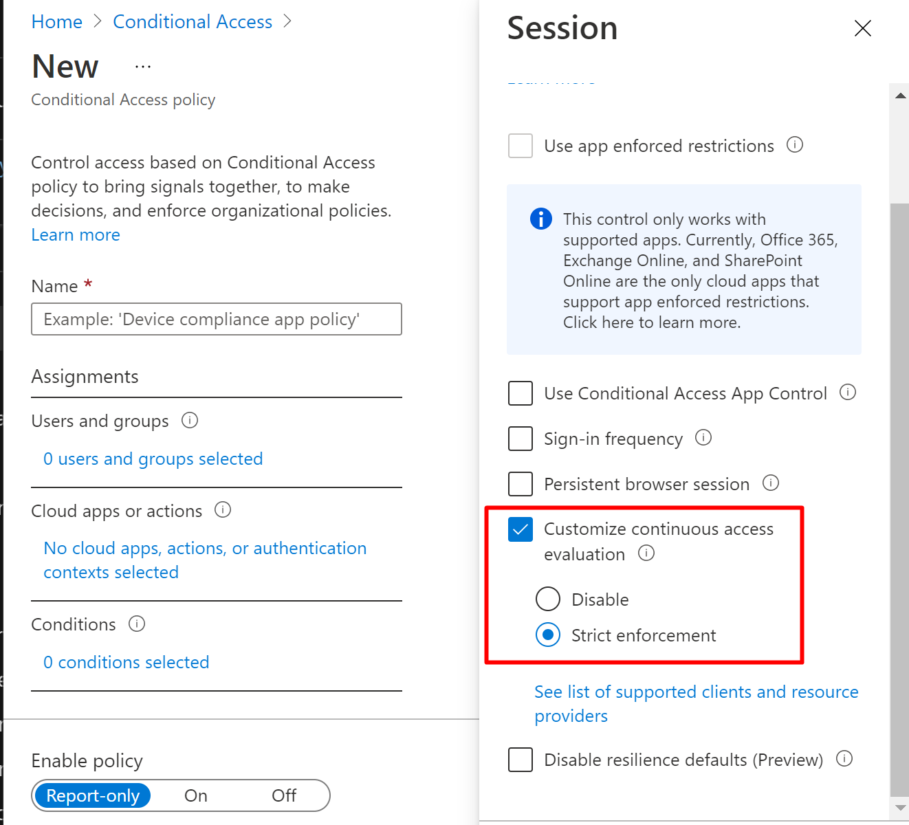 Conditional Access Cae And Resilience Defaults Set Azwebapp Name Anything Microsoft And 4050